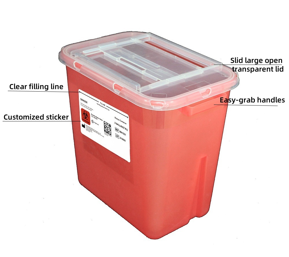 Biohazard Needle and Syringe Disposal 7.6L 2gallon Sliding Lid Sharps ...