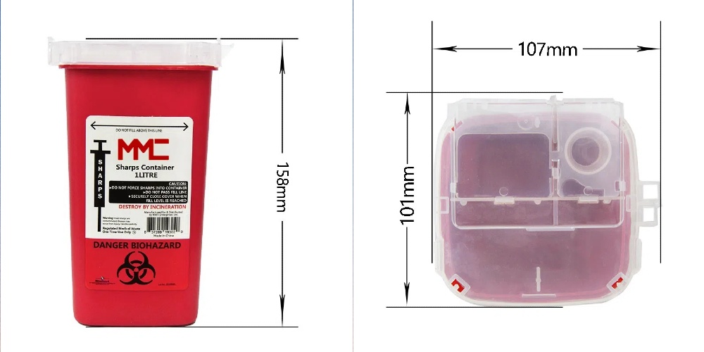 Small Portable 1qt puncture proof container needle sharps container for ...